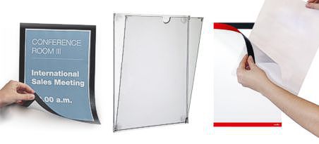Sign holders for Walls & Windows | Stick-on or Magnetic